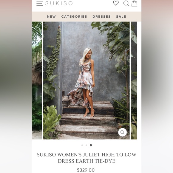 Sukiso | Dresses | New Sukiso Juliet High Low Dress Earth Tie Dye ...